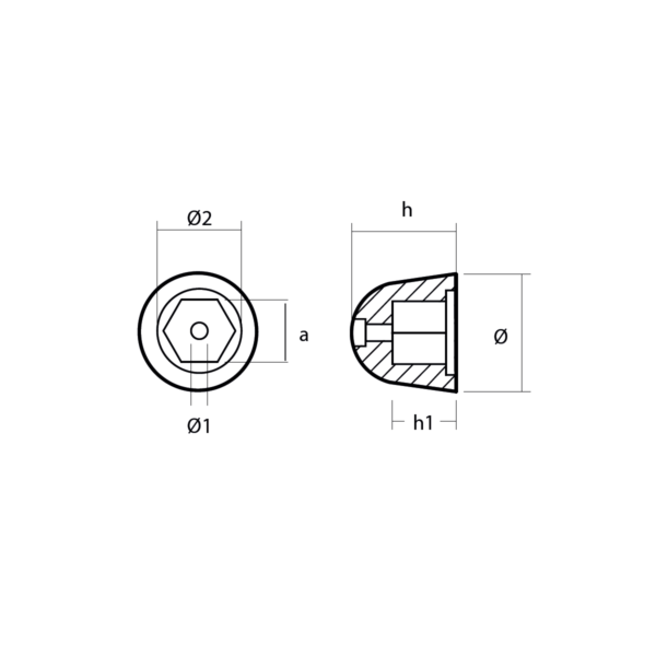Craftsman Marine Propeller nut Ø60 Zinc