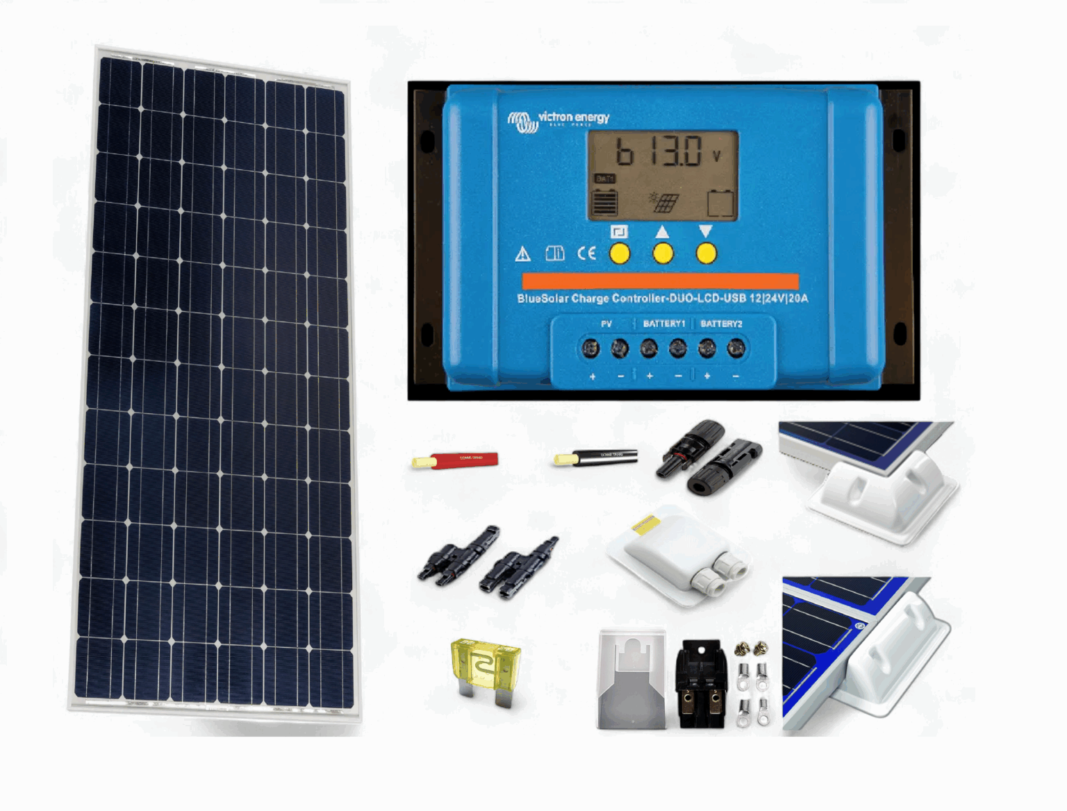 Boat solar panel kit for maintaining 2 batteries 10 Amps